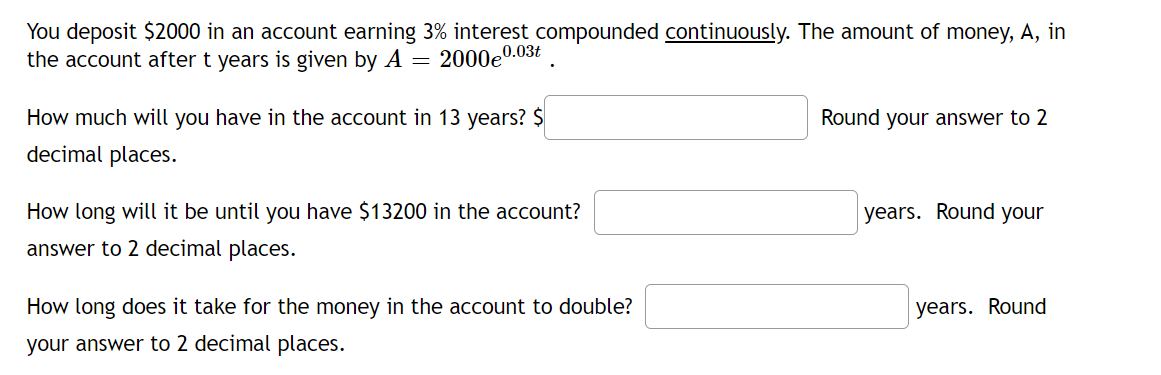 Solved You deposit $3000 in an account earning 4% interest | Chegg.com