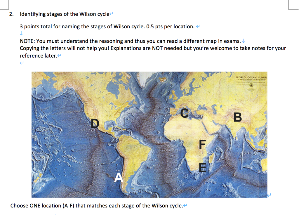 Solved 2. Identifying stages of the Wilson cycle 3 points | Chegg.com
