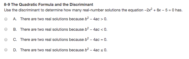 Solved 8-9 The Quadratic Formula and the Discriminant Use | Chegg.com