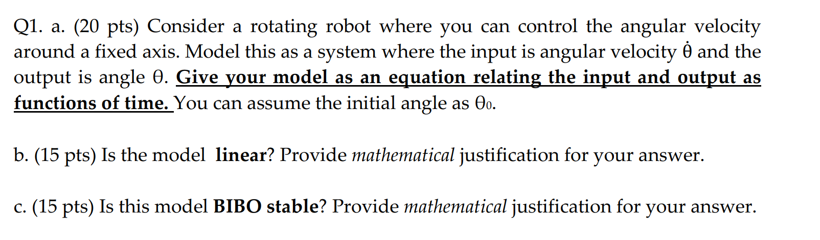 Solved Q1. a. ( 20 pts) Consider a rotating robot where you | Chegg.com