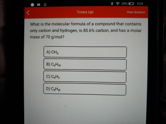 Solved *令28% 3:04 Time's Up! View Solution What is the | Chegg.com