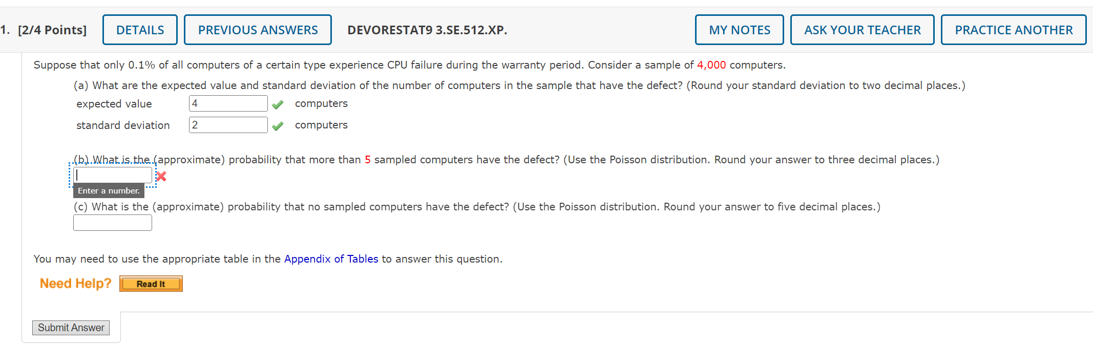 Solved 1. [2/4 Points] DETAILS PREVIOUS ANSWERS DEVORESTAT9 | Chegg.com