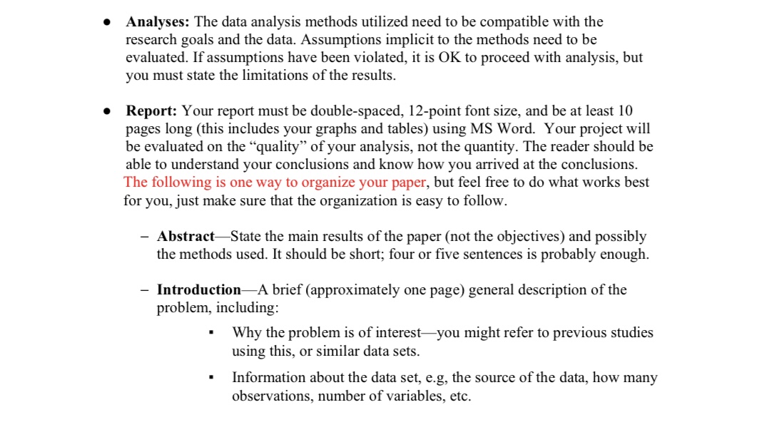 Analyses: The data analysis methods utilized need to | Chegg.com
