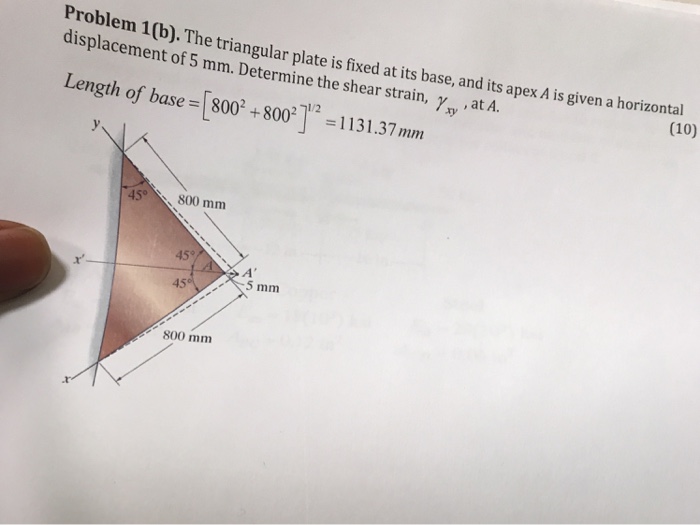 Solved Problem 1(b). The triangular plate is fixed at its | Chegg.com