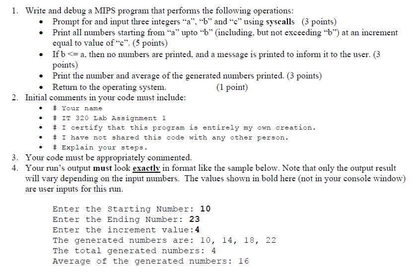 Solved 1. Write and debug a MIPS program that performs the | Chegg.com