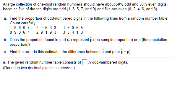 Solved A large collection of one-digit random numbers should | Chegg.com
