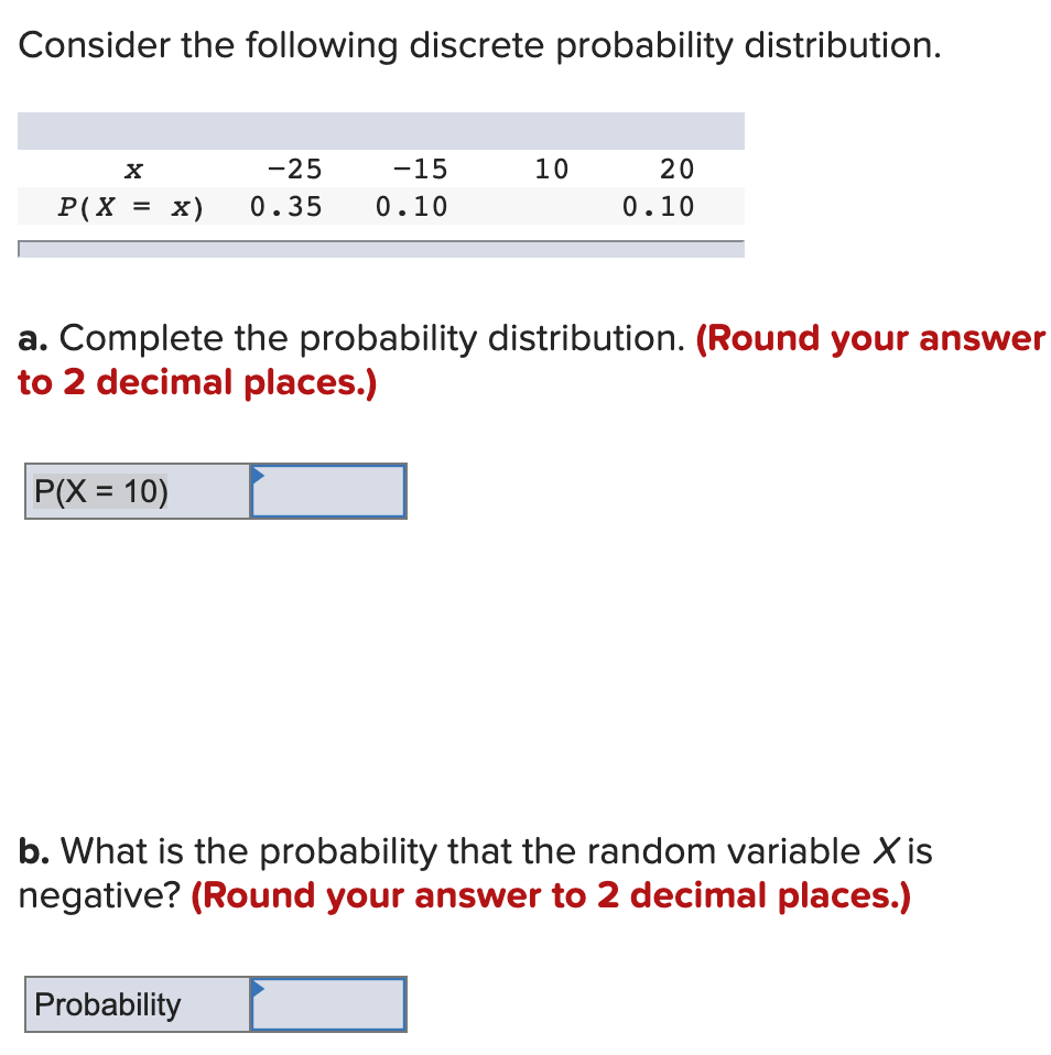 Solved Consider the following discrete probability | Chegg.com Solved Consider the following discrete probability | Chegg.com
