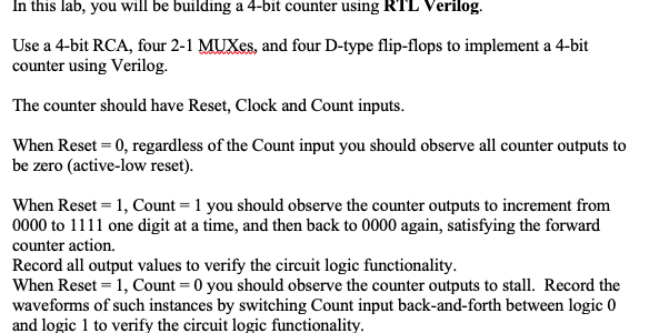 Solved In This Lab You Will Be Building A 4 Bit Counter 
