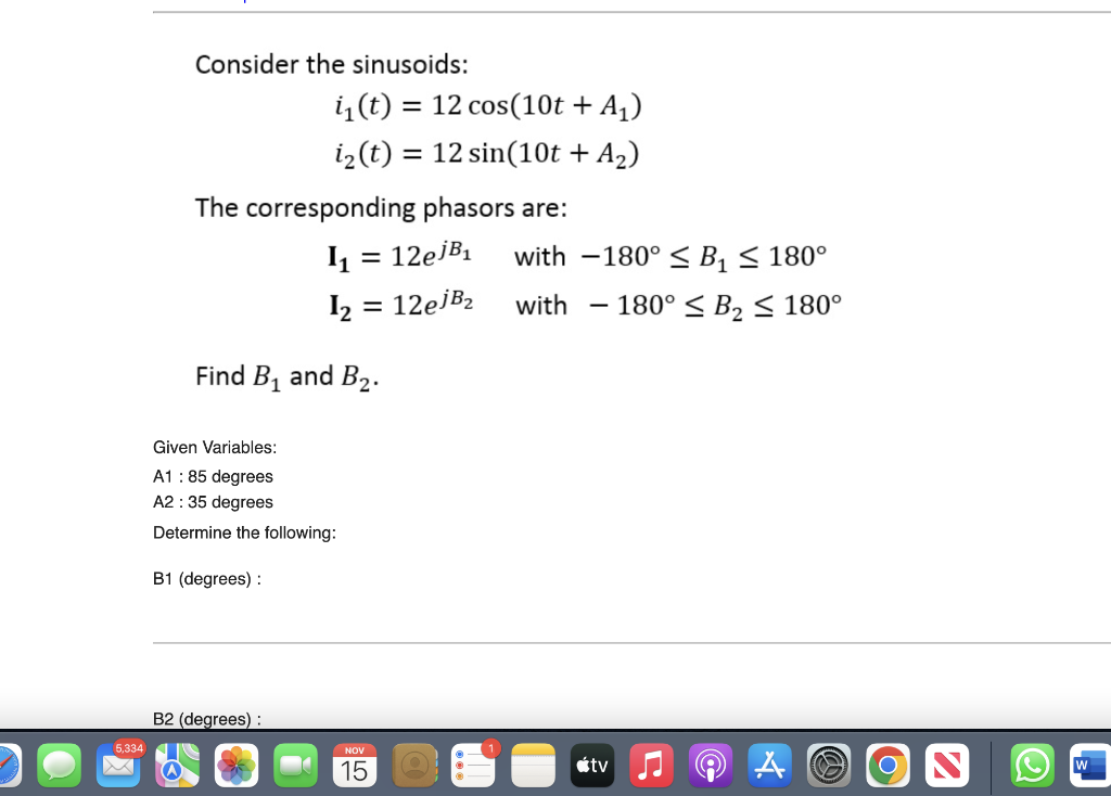 Solved Consider The Sinusoids Chegg