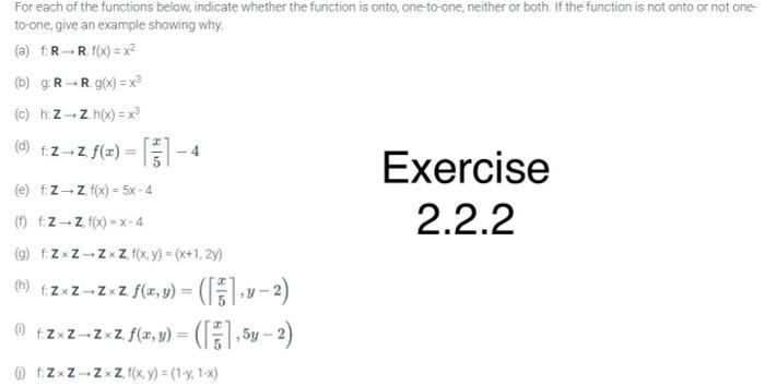 Solved Determining if a function is one-to-one or onto. | Chegg.com