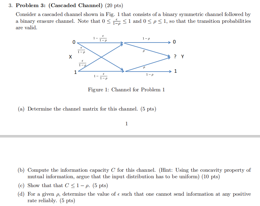3. Problem 3: (Cascaded Channel) (20 pts) Consider a | Chegg.com