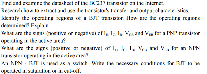 Solved EXPERIMENT 5: BIPOLAR JUNCTION TRANSISTOR (BJT) | Chegg.com