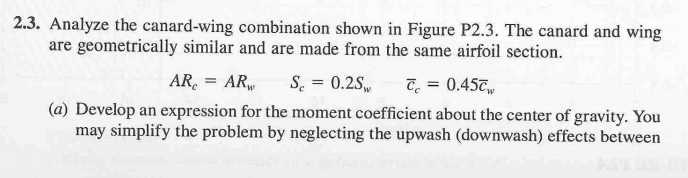 Solved 2.3. Analyze the canard-wing combination shown in | Chegg.com