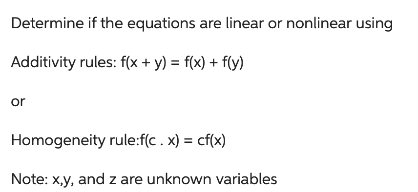 Solved Determine if the equations are linear or nonlinear | Chegg.com