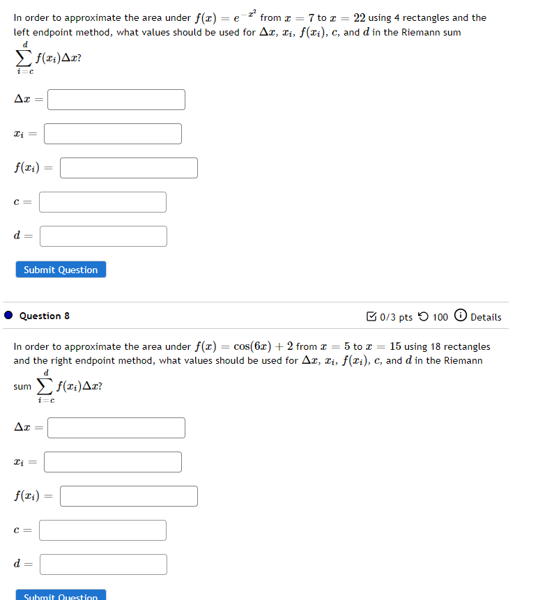 Solved = e = In order to approximate the area under f(x) = | Chegg.com