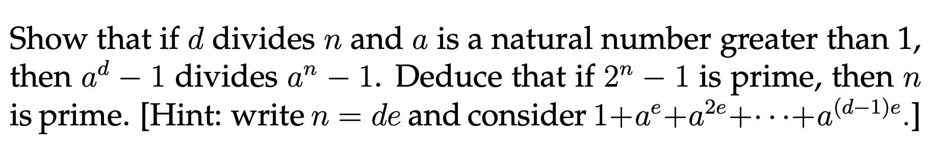 Solved Show that if d divides n and a is a natural number | Chegg.com