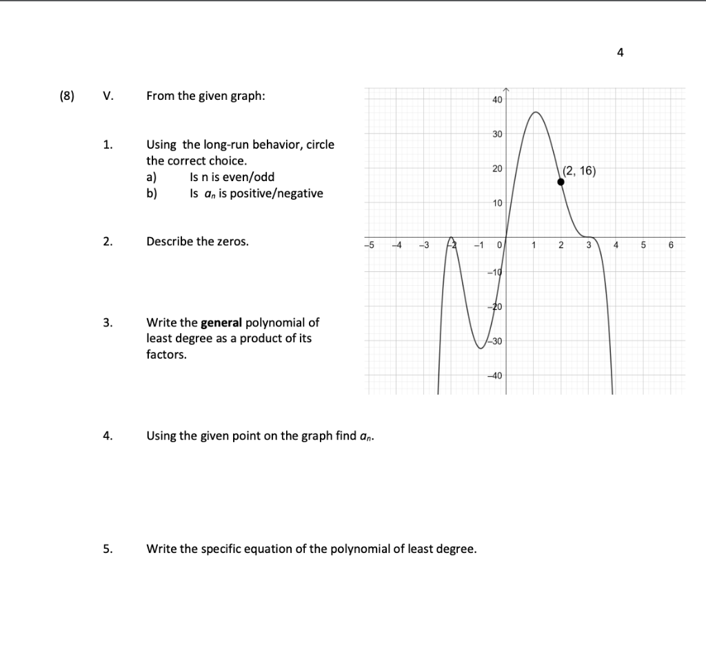 Solved III. For the polynomial function: 𝑦 = −2𝑥^3(𝑥 + | Chegg.com