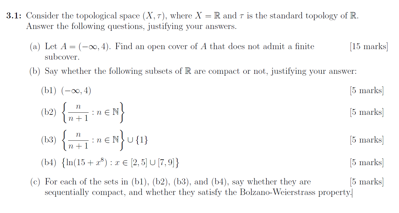 .1: Consider the topological space (X,τ), where X=R | Chegg.com