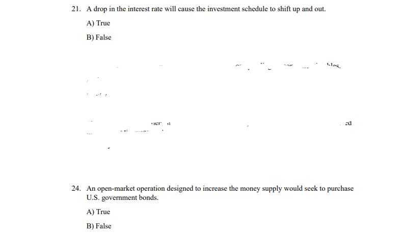 21. ﻿A drop in the interest rate will cause the | Chegg.com