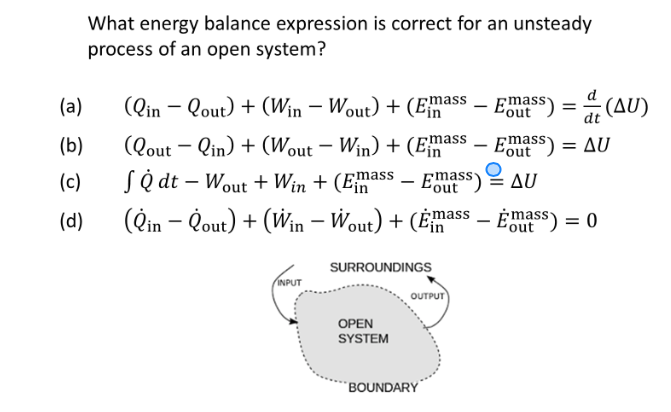 Solved What energy balance expression is correct for an | Chegg.com