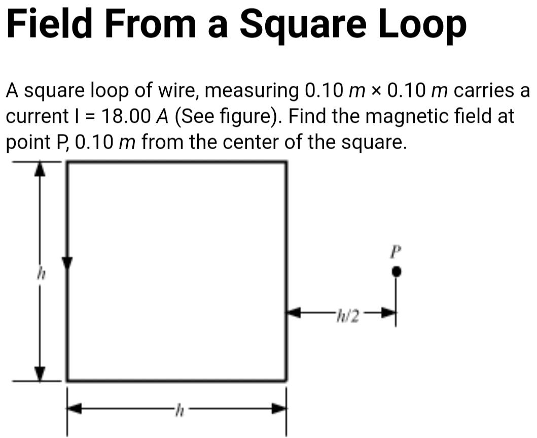 Solved Field From a Square Loop A square loop of wire, | Chegg.com