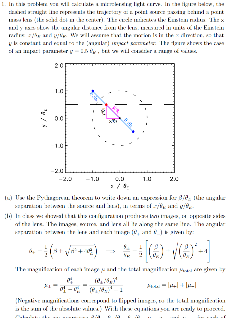Solved 1. In this problem you will calculate a microlensing | Chegg.com