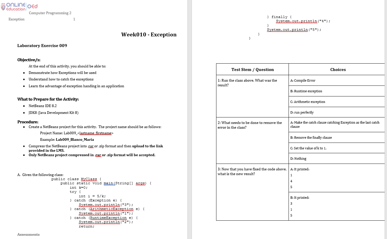 Solved A. Given the following class: public class MyClass | Chegg.com