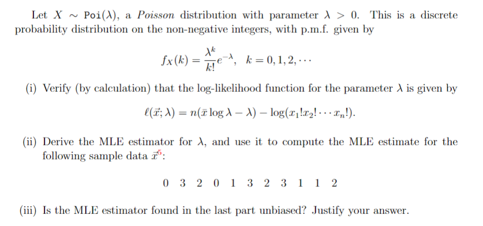Solved Let X∼Poi(λ), a Poisson distribution with parameter | Chegg.com