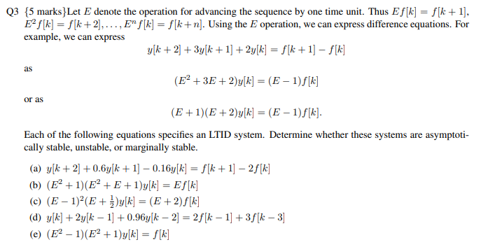 Solved 3 \{5 marks } Let E denote the operation for | Chegg.com