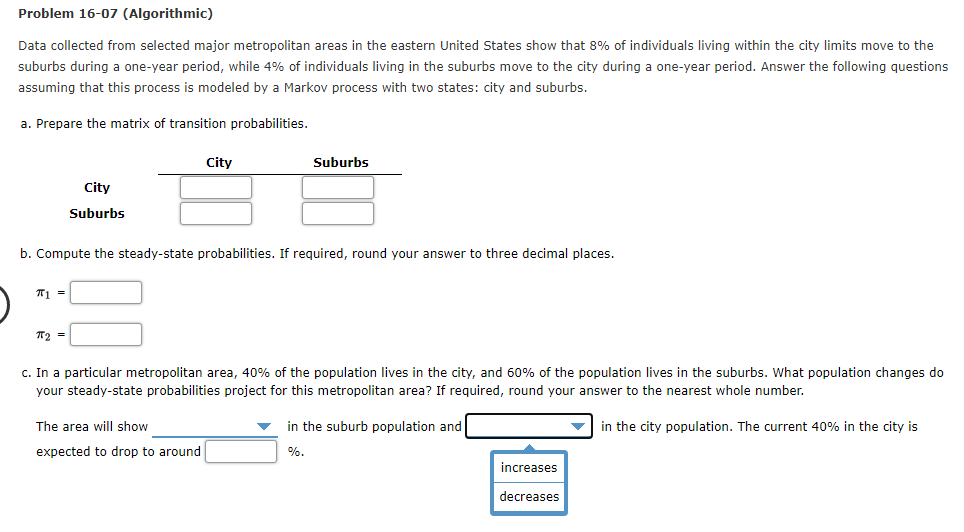 Solved Problem 16-07 (Algorithmic) Data collected from | Chegg.com