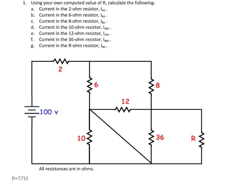 Solved 1. Using your own computed value of R, calculate the | Chegg.com