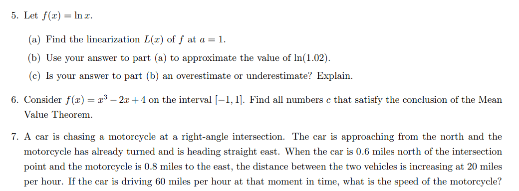Solved 5. Let f(x)=lnx. (a) Find the linearization L(x) of f | Chegg.com