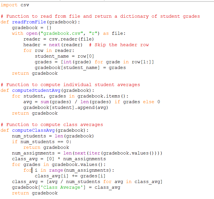 Solved I have included snippits of my code, the CSV file and | Chegg.com