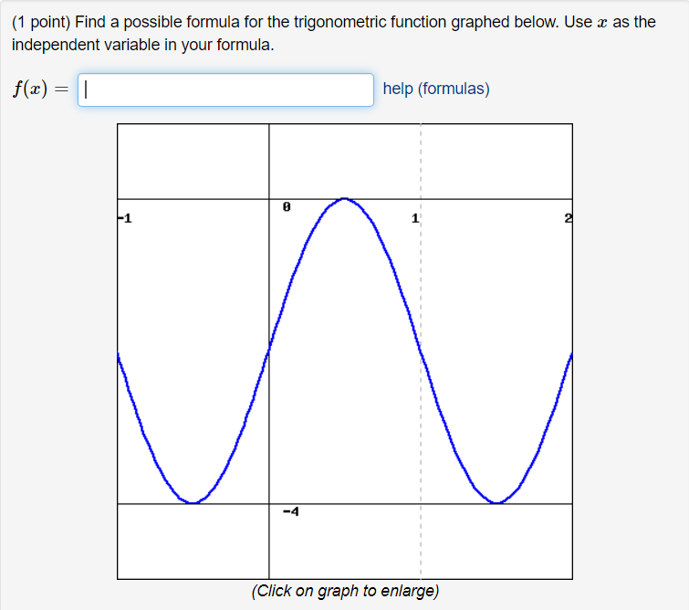 Solved (1 point) Find a possible formula for the | Chegg.com