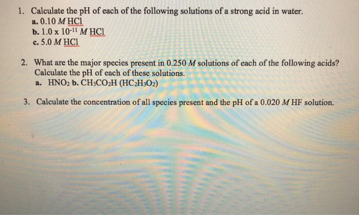 Solved Calculate the pH of each of the following solutions | Chegg.com