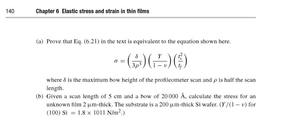 Solved 6.8 The stress in films on wafers can be determined | Chegg.com