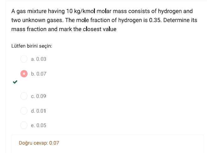 Solved A gas mixture having 10 kg/kmol molar mass consists | Chegg.com