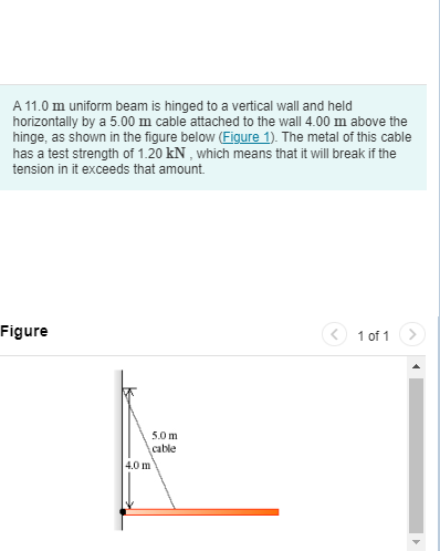 Solved What is the heaviest beam that the cable can support | Chegg.com