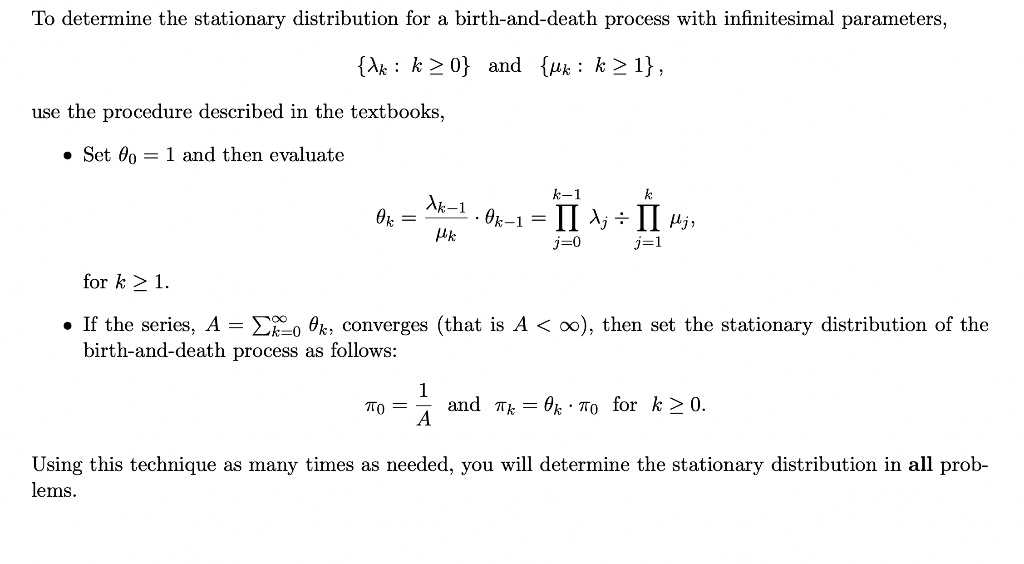 To determine the stationary distribution for a | Chegg.com