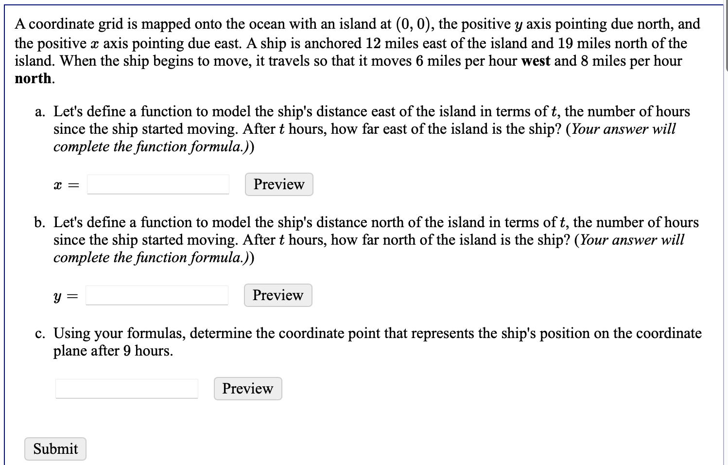 Solved A coordinate grid is mapped onto the ocean with an | Chegg.com
