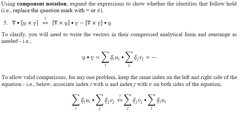 Solved Using component notation, expand the expressions to | Chegg.com