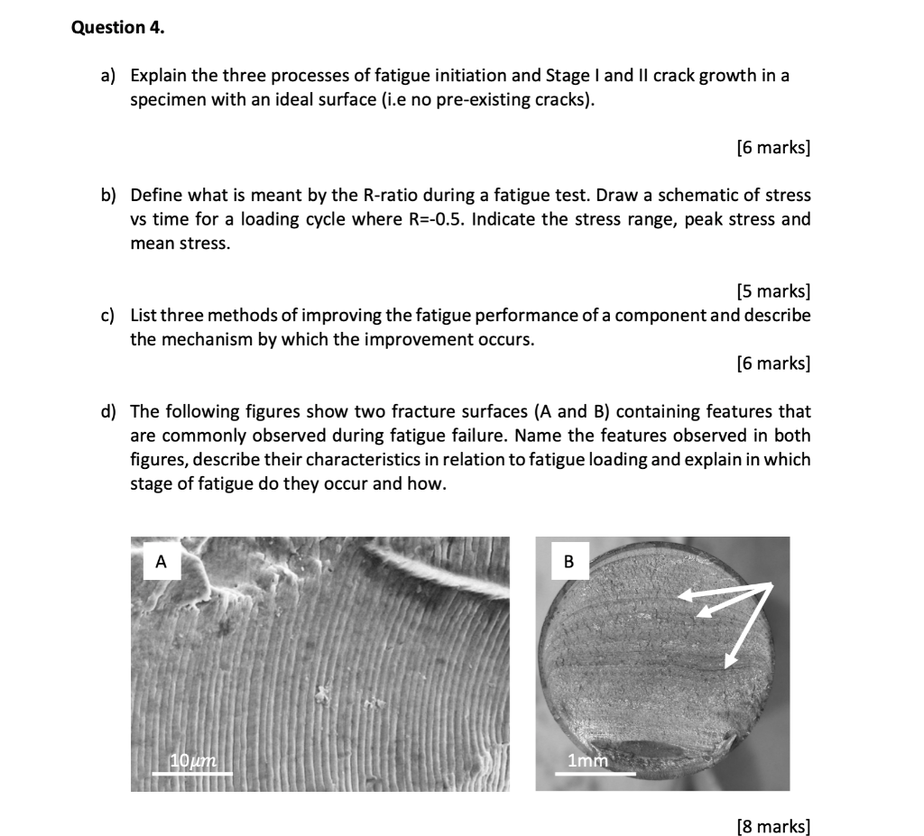 Solved Question 4. a) Explain the three processes of fatigue | Chegg.com