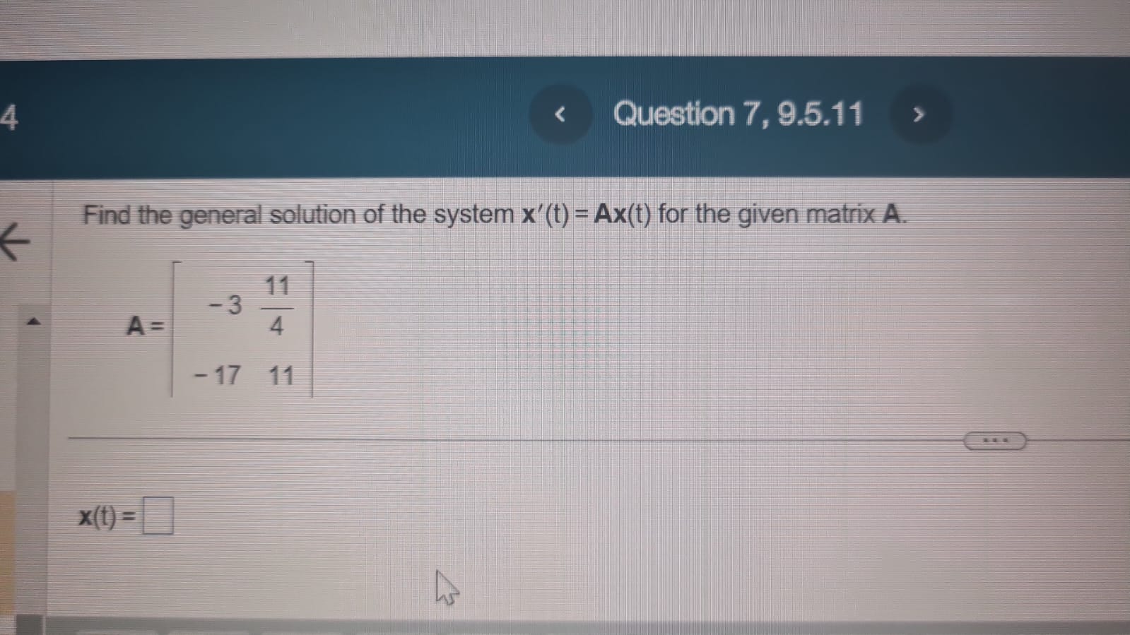 Solved Find the general solution of the system x′(t)=Ax(t) | Chegg.com