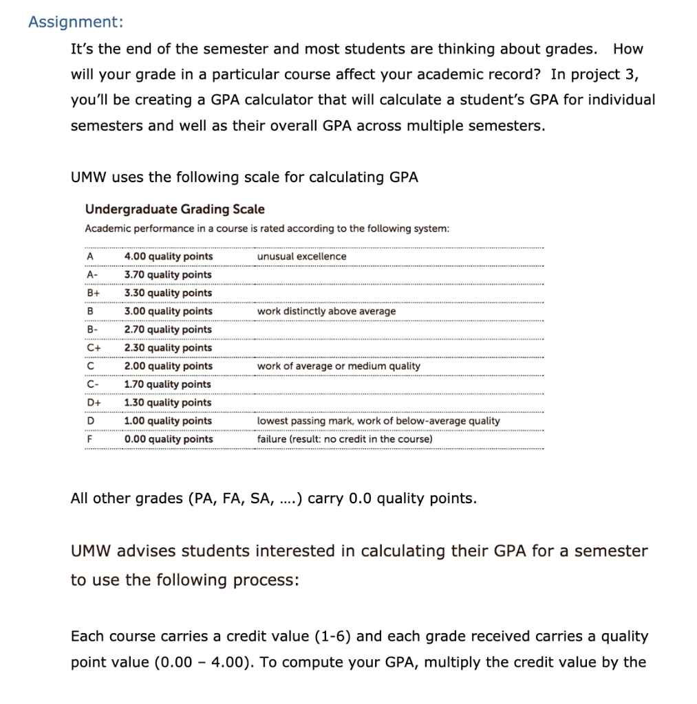 Solved signment: It's the end of the semester and most | Chegg.com