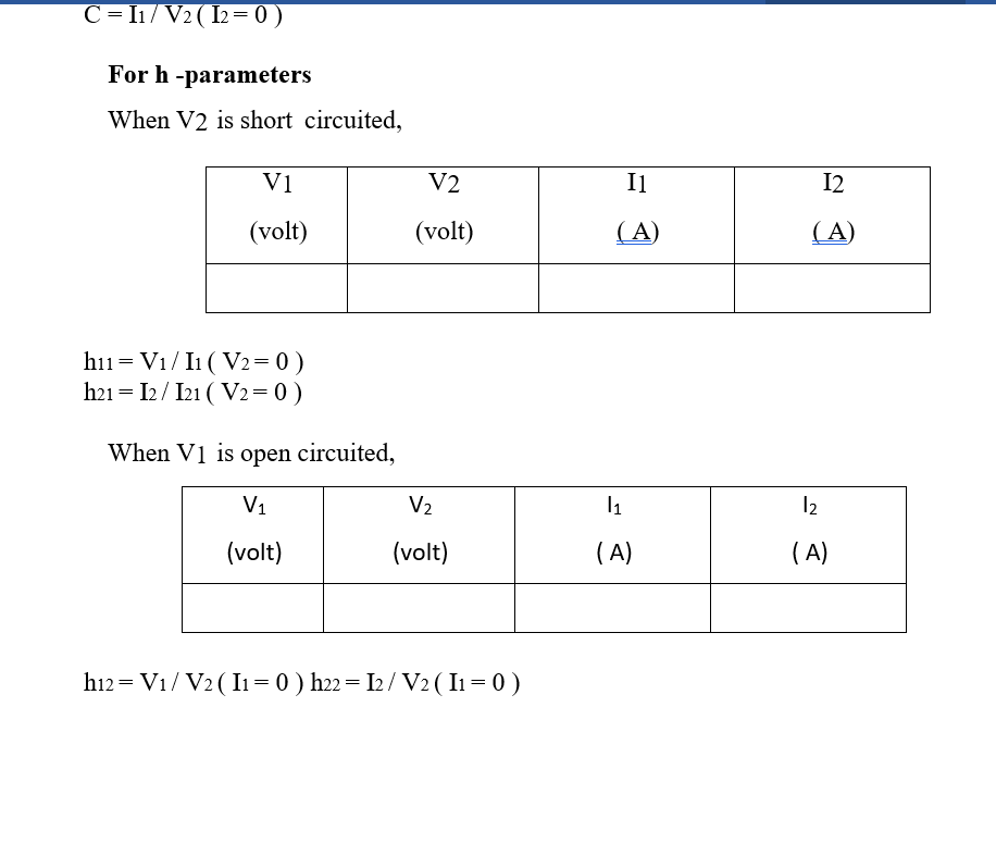 Solved OBJECTIVE: To determine the Z, and Y parameters of a | Chegg.com
