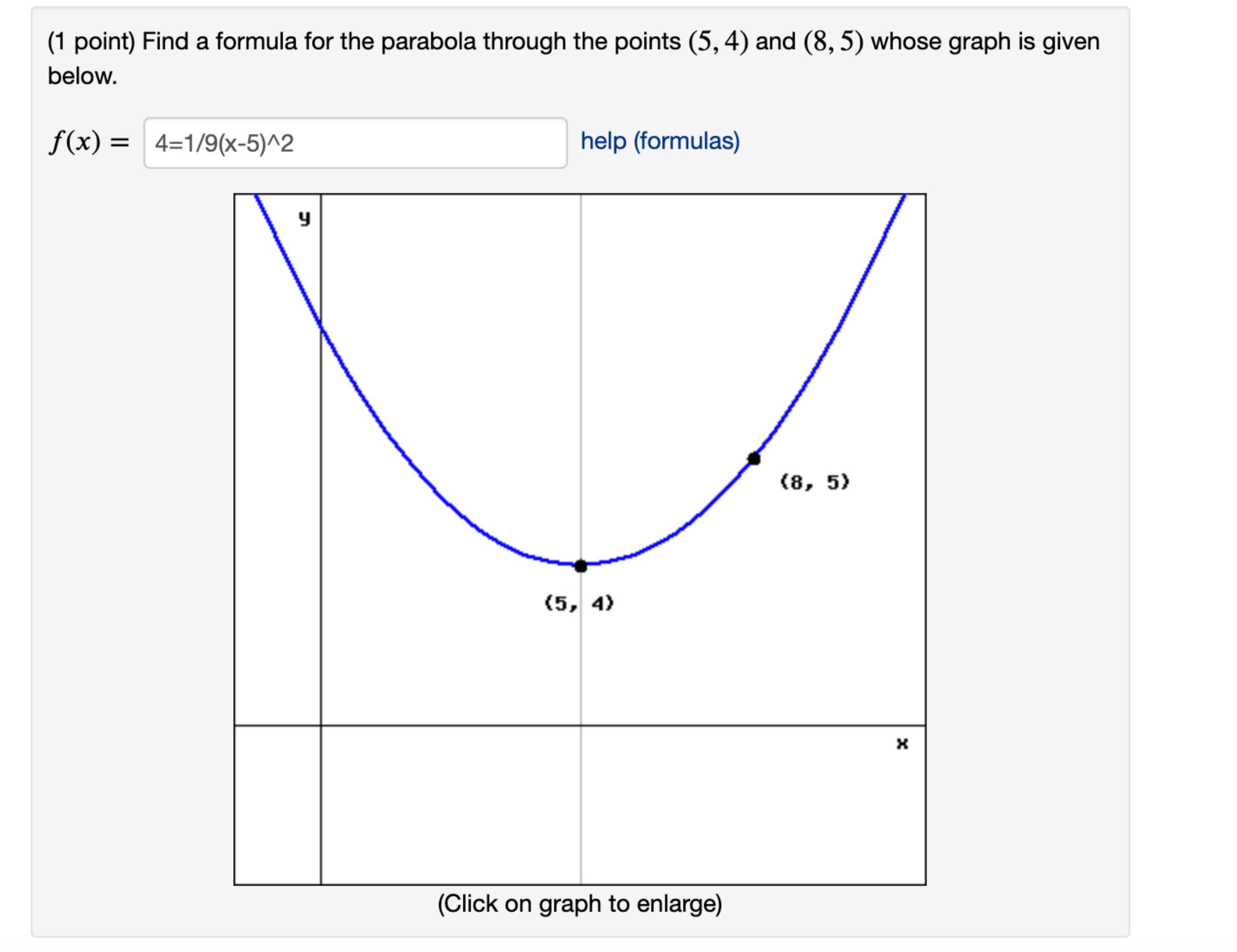 Solved (1 ﻿point) ﻿Find a formula for the parabola through | Chegg.com