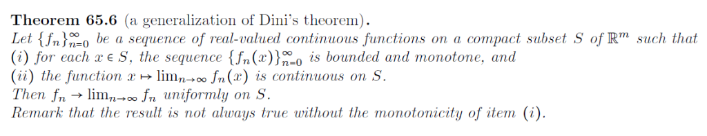 Solved Theorem 65.6 (a generalization of Dini's theorem) Let | Chegg.com