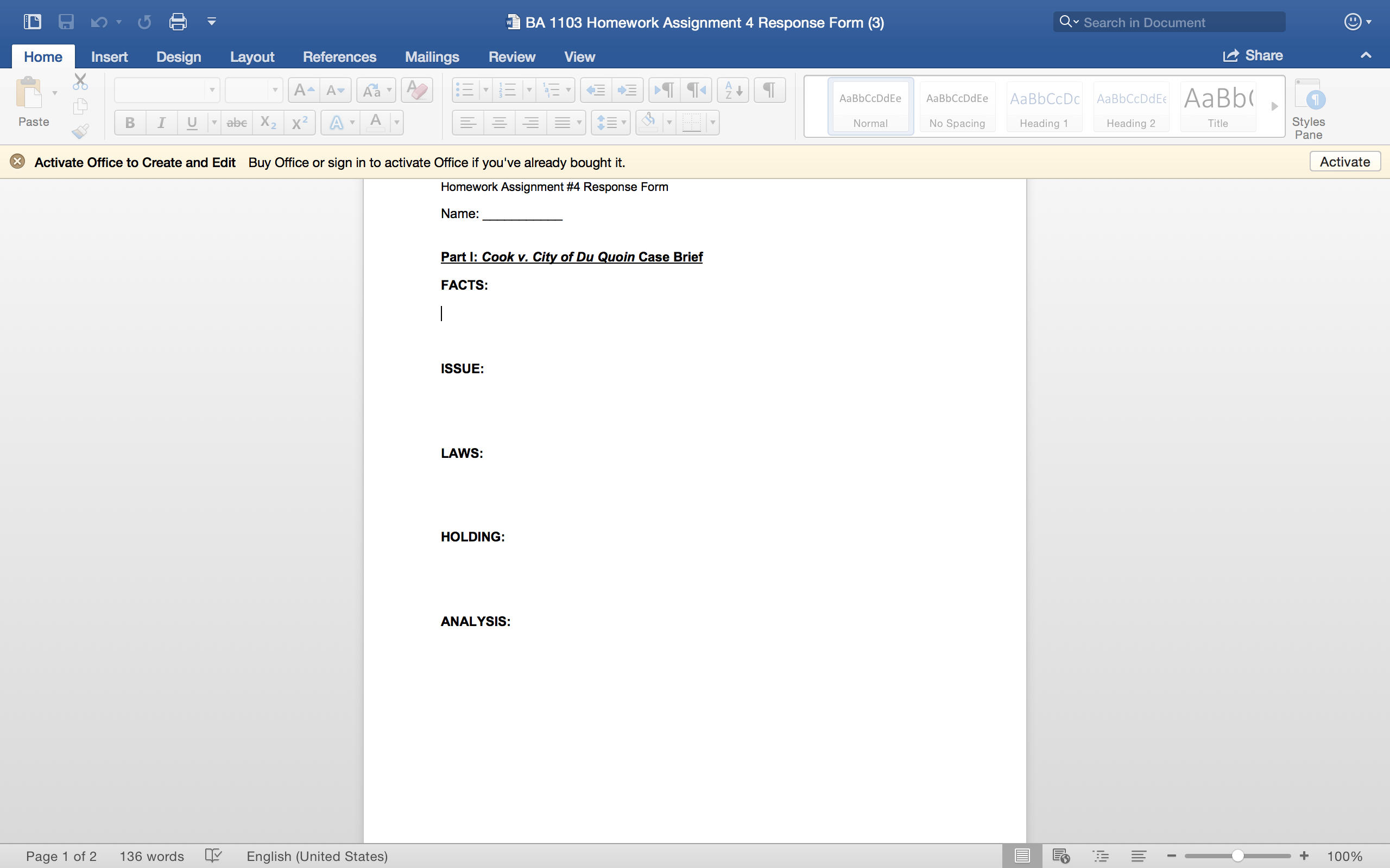 Solved Home Insert Design Layout References Mailings Review | Chegg.com
