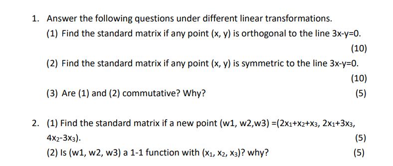 Solved 1. ﻿Answer the following questions under different | Chegg.com