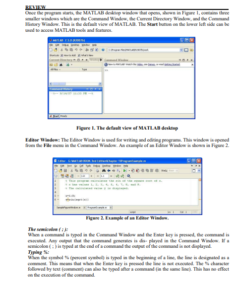 Solved Once the program starts, the MATLAB desktop window | Chegg.com